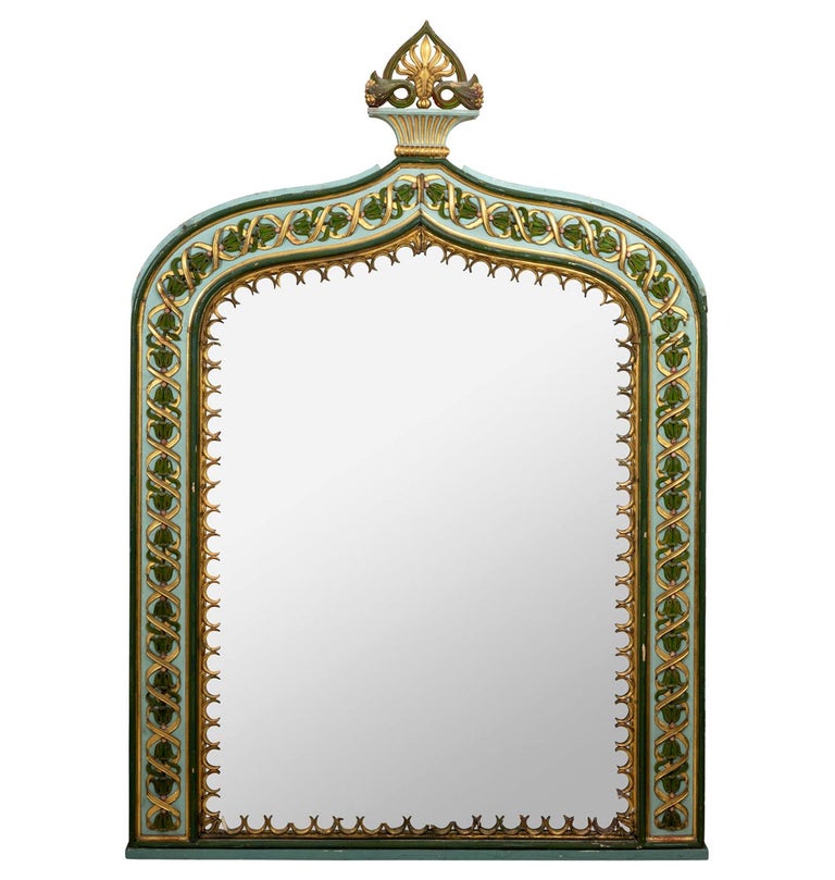 Painted Gothic Style Mirror For Sale at 1stDibs