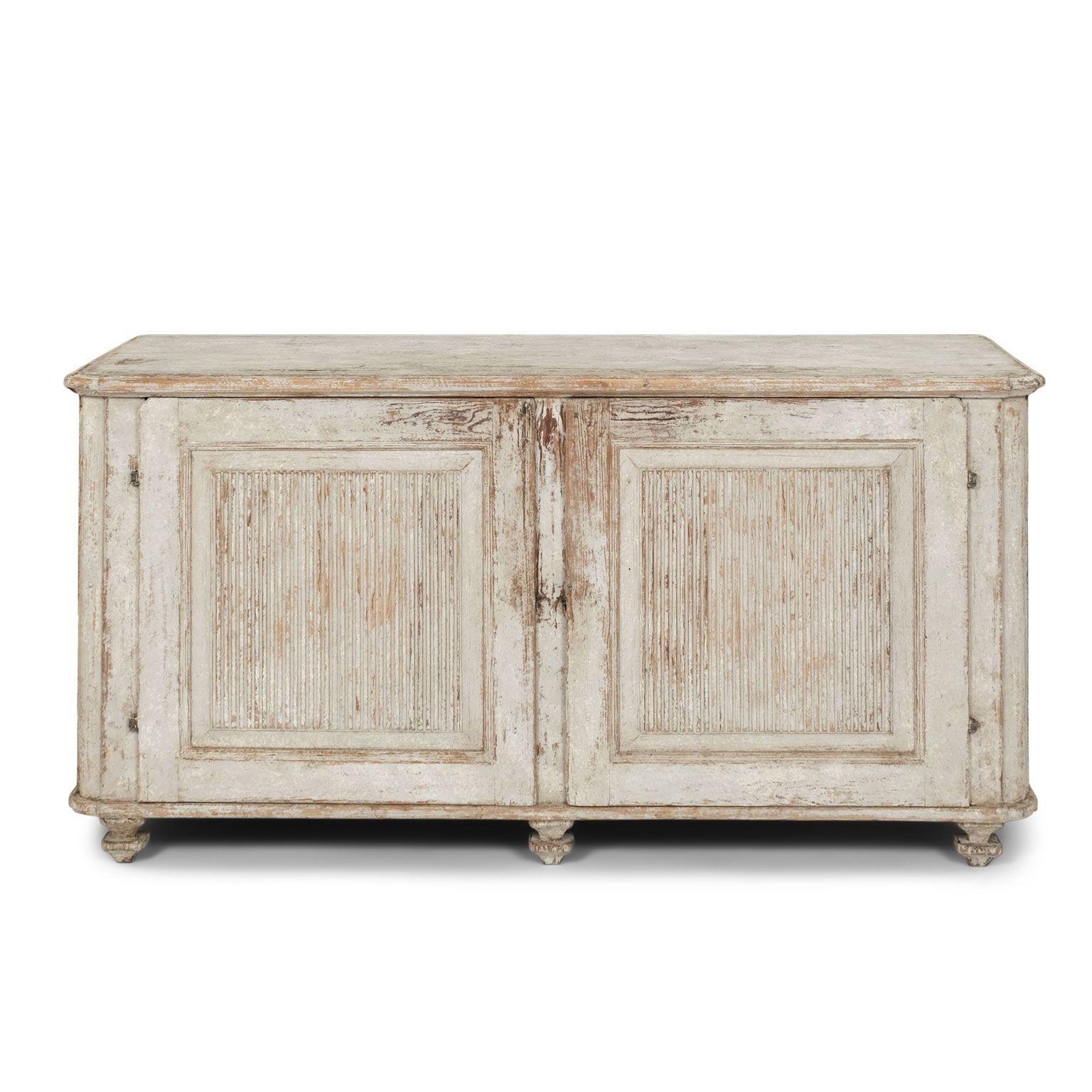 Painted Gustavian Buffet with Reeded-Paneled Doors at 1stDibs