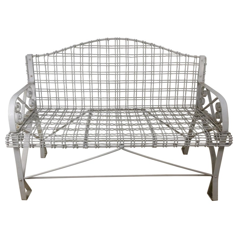 Painted Iron and Steel Antique Style Garden Bench at 1stDibs