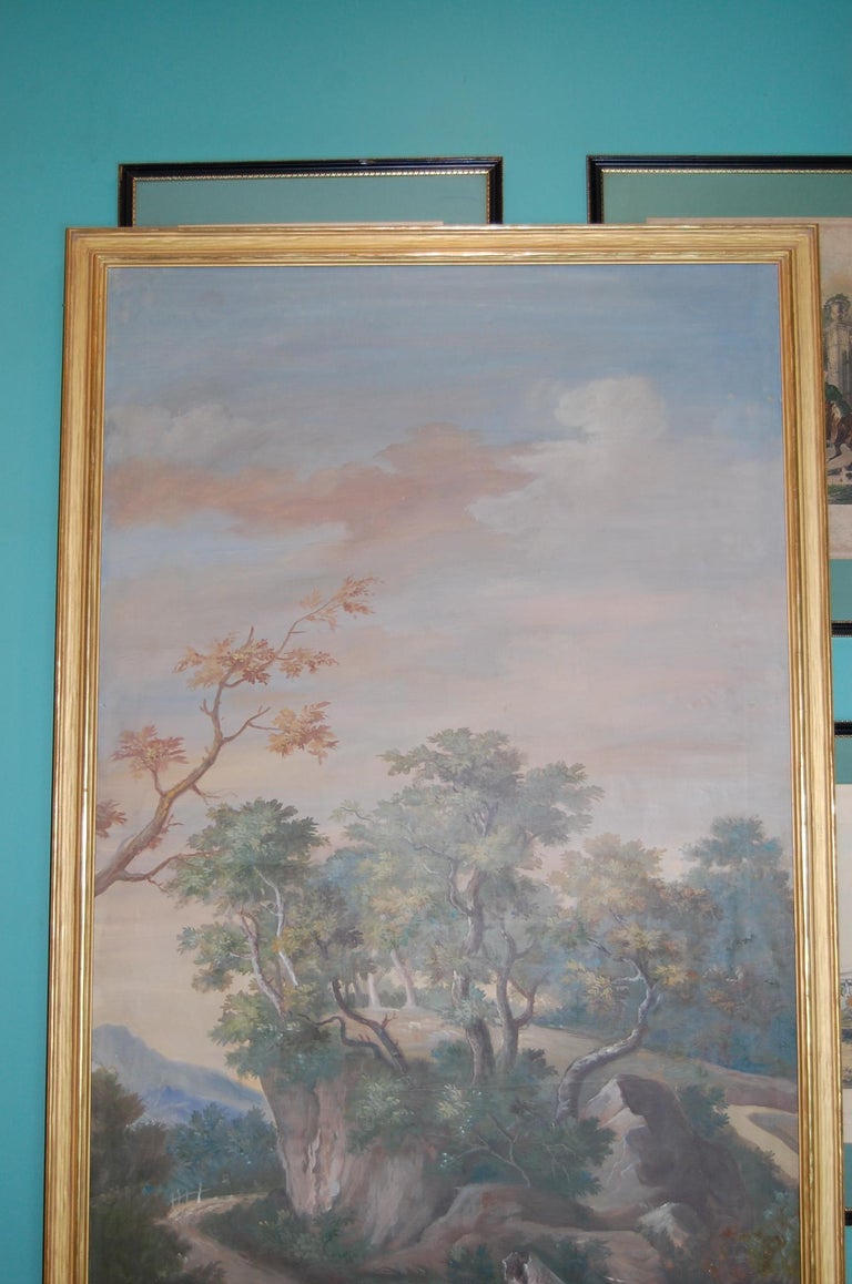Painted Late 19th Century Italian Scenic Panel in Gold Leaf Frame at ...