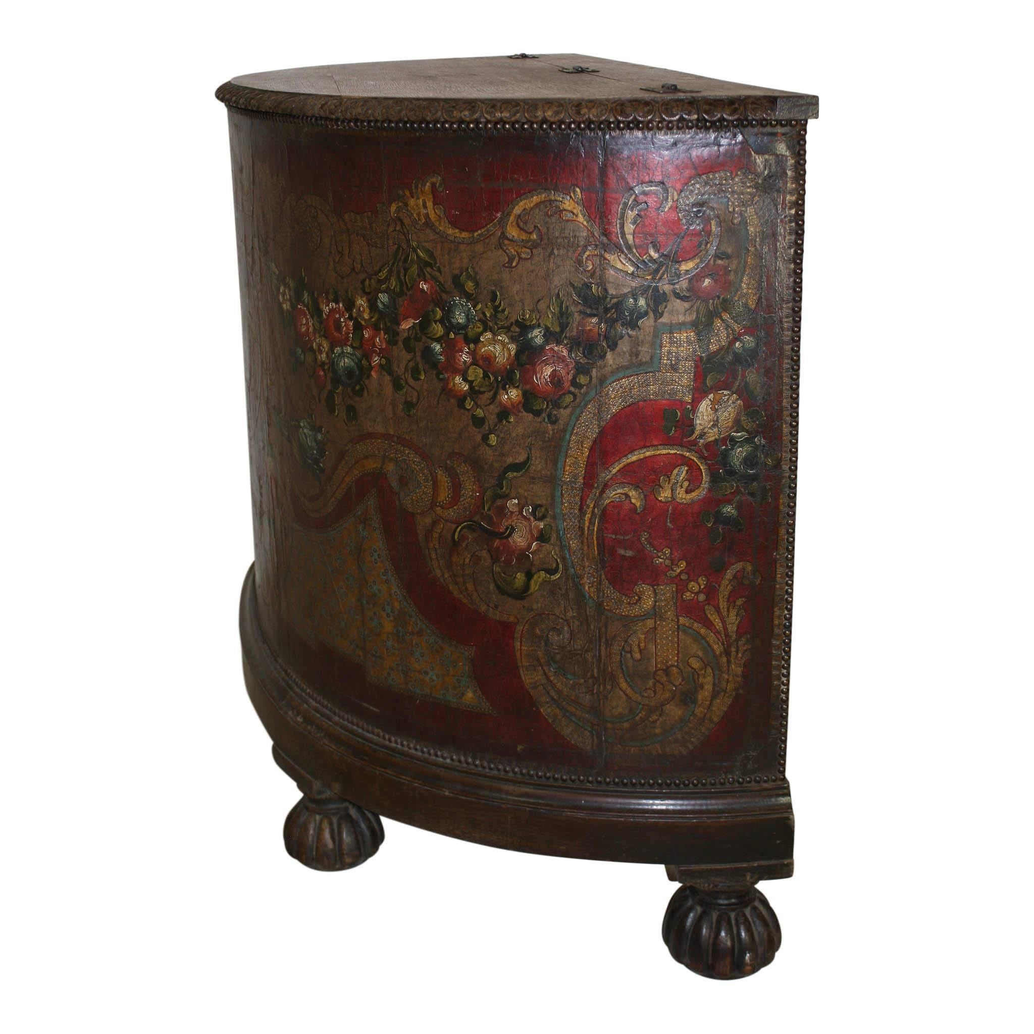Painted Leather Crescent/Demilune Chest, circa 1890 at 1stDibs