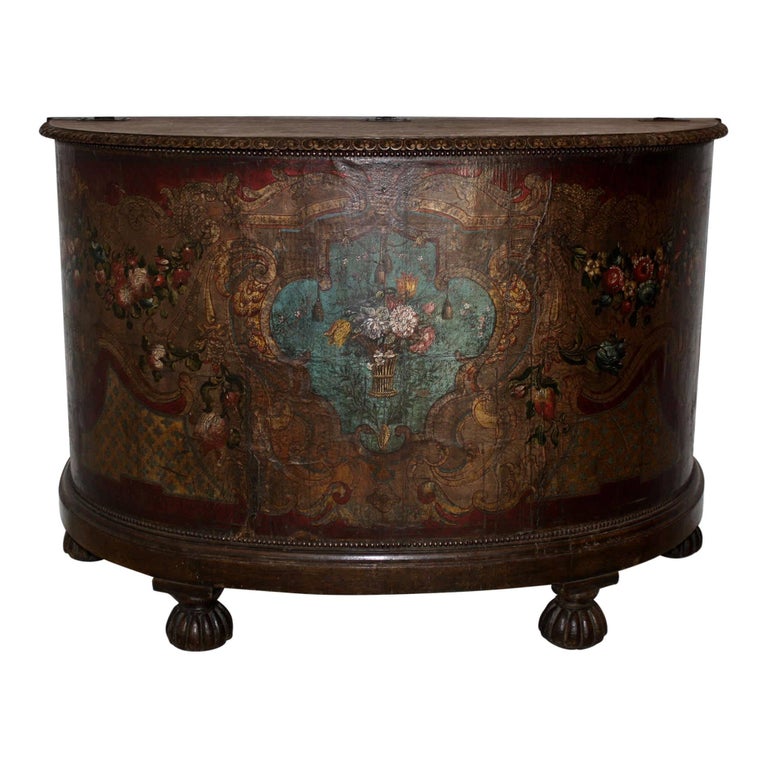 Painted Leather Crescent/Demilune Chest, circa 1890 at 1stDibs