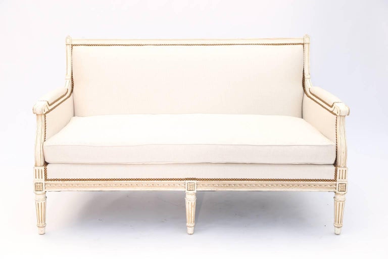 Painted Louis XVI Style Upholstered Sofa - Pair Available at 1stDibs