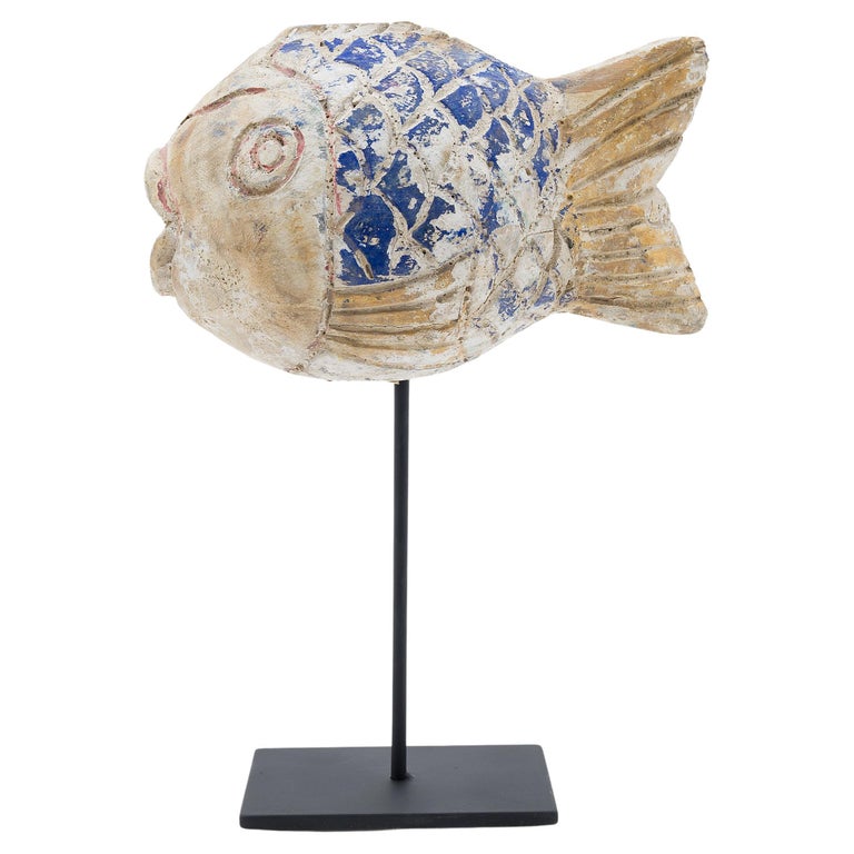 Painted Lucky Fish Sculpture For Sale at 1stDibs