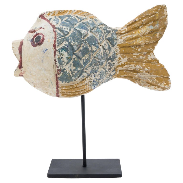 Painted Lucky Fish Sculpture For Sale at 1stDibs