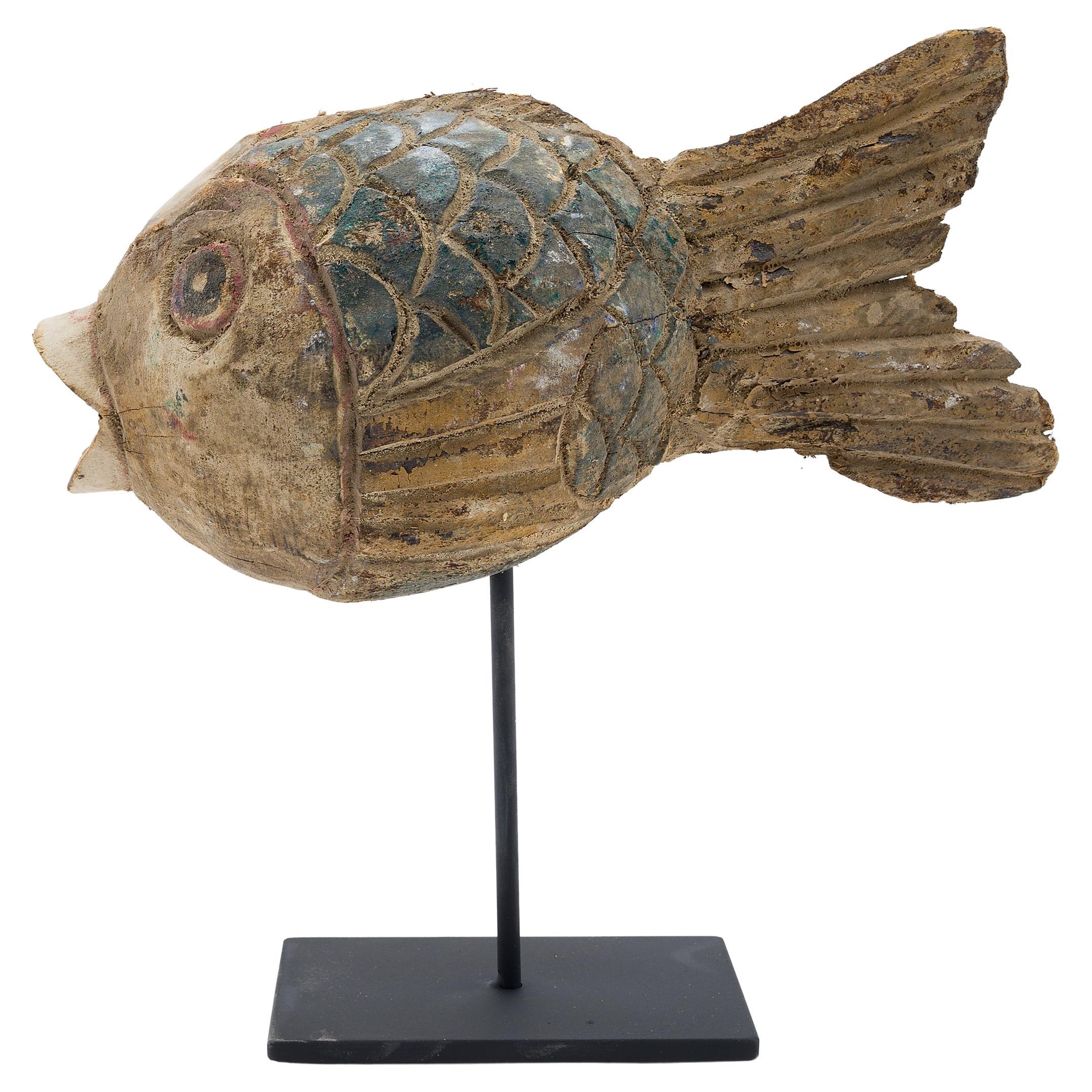 Painted Lucky Fish Sculpture For Sale at 1stDibs