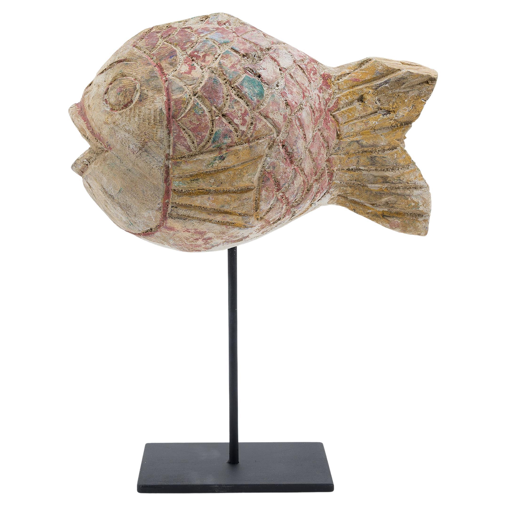 Painted Lucky Fish Sculpture For Sale at 1stDibs
