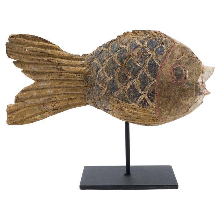 Painted Lucky Fish Sculpture For Sale at 1stDibs