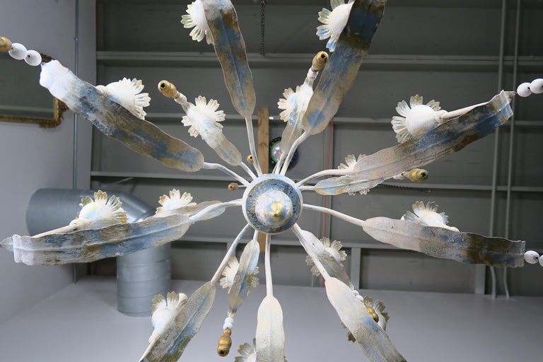 Painted Metal Chandelier with Gilt Tassels at 1stDibs