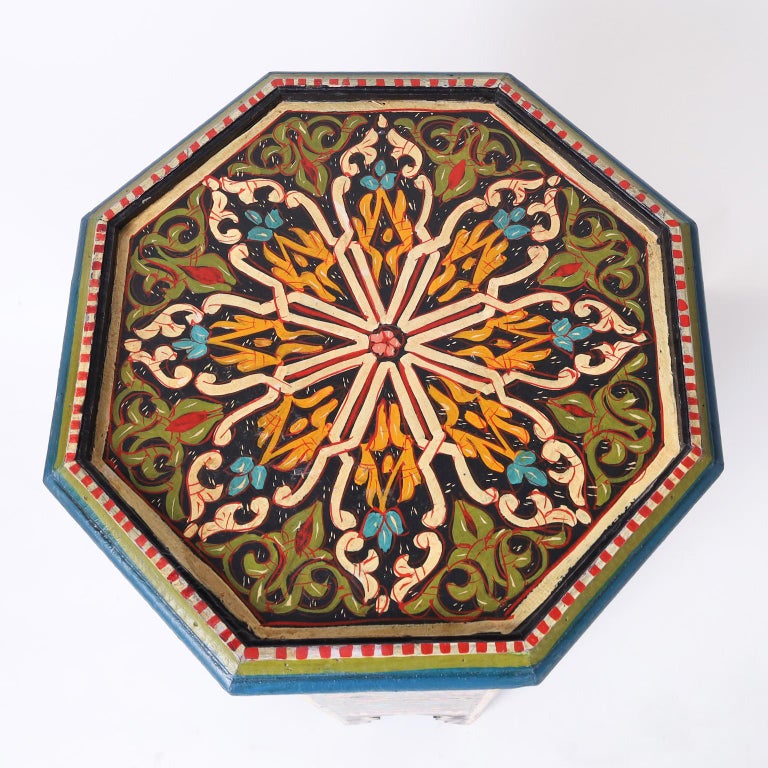 Painted Moroccan Stand or Pedestal For Sale at 1stDibs