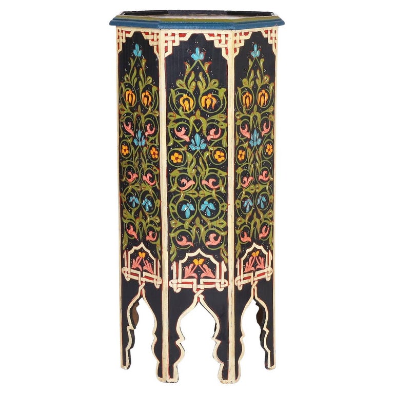 Painted Moroccan Stand or Pedestal For Sale at 1stDibs