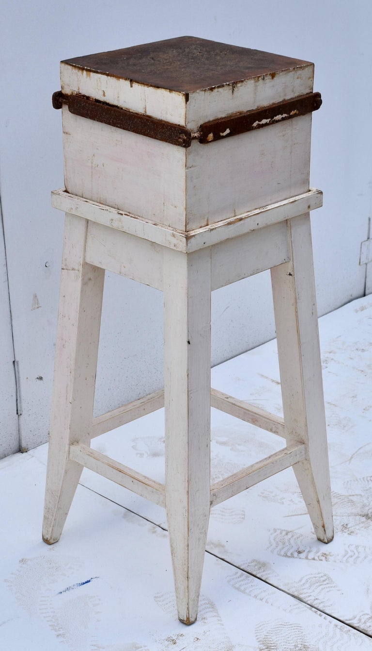 Painted Oak Chopping Block on Stand For Sale at 1stDibs