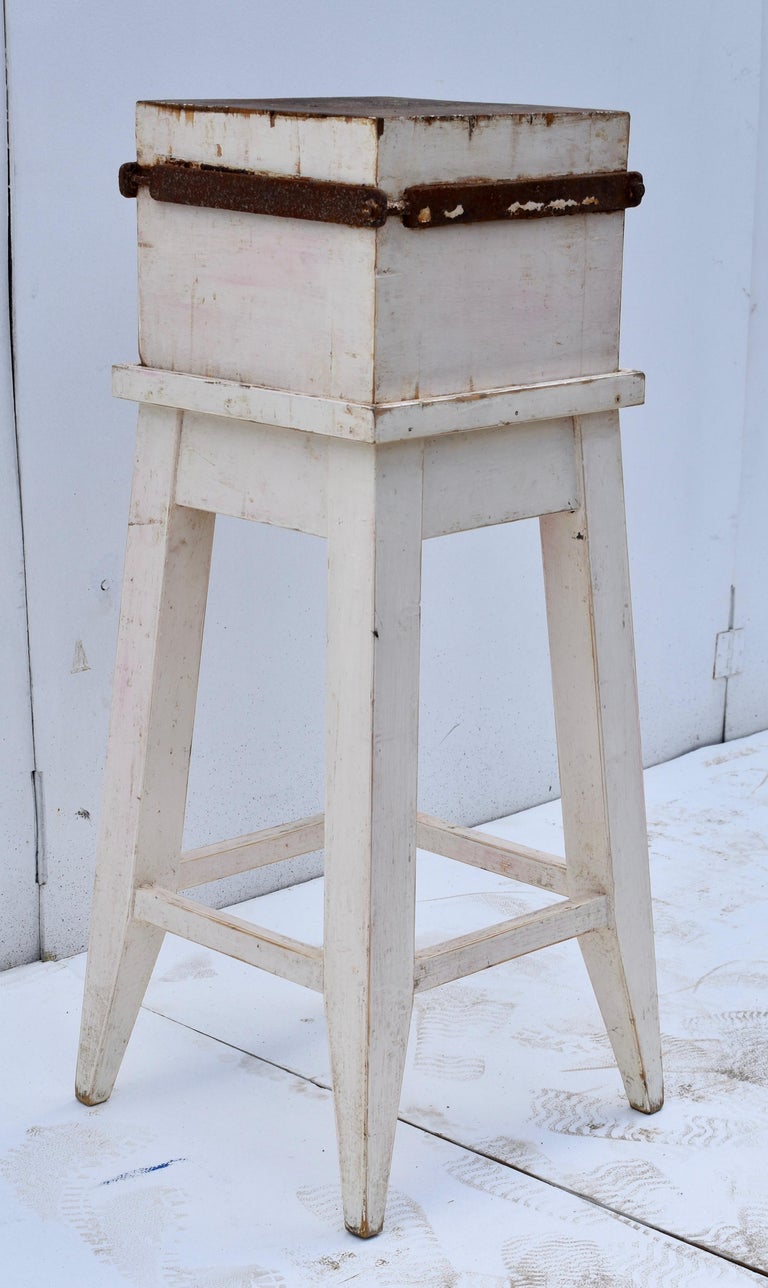 Painted Oak Chopping Block on Stand For Sale at 1stDibs