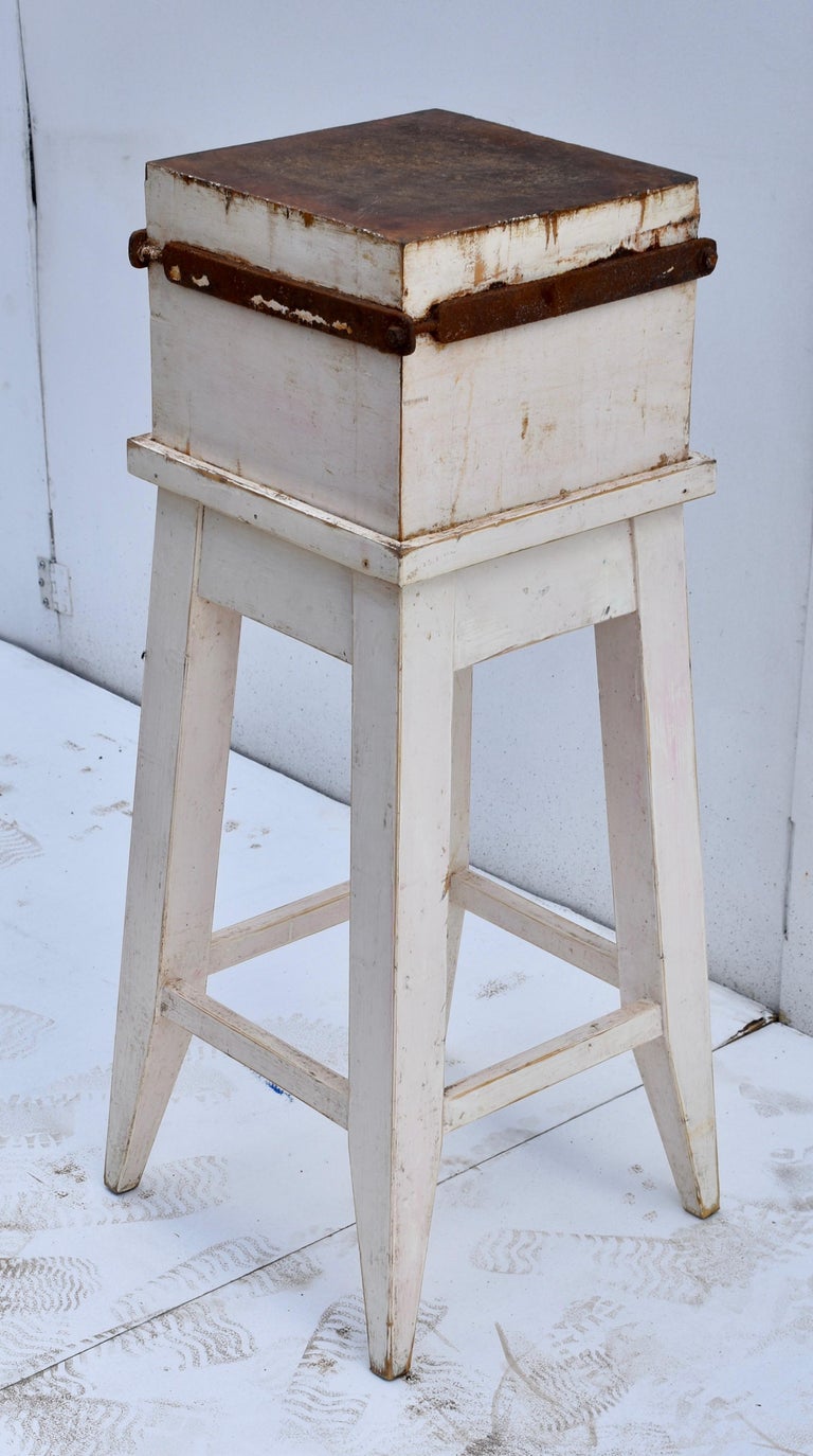 Painted Oak Chopping Block on Stand For Sale at 1stDibs