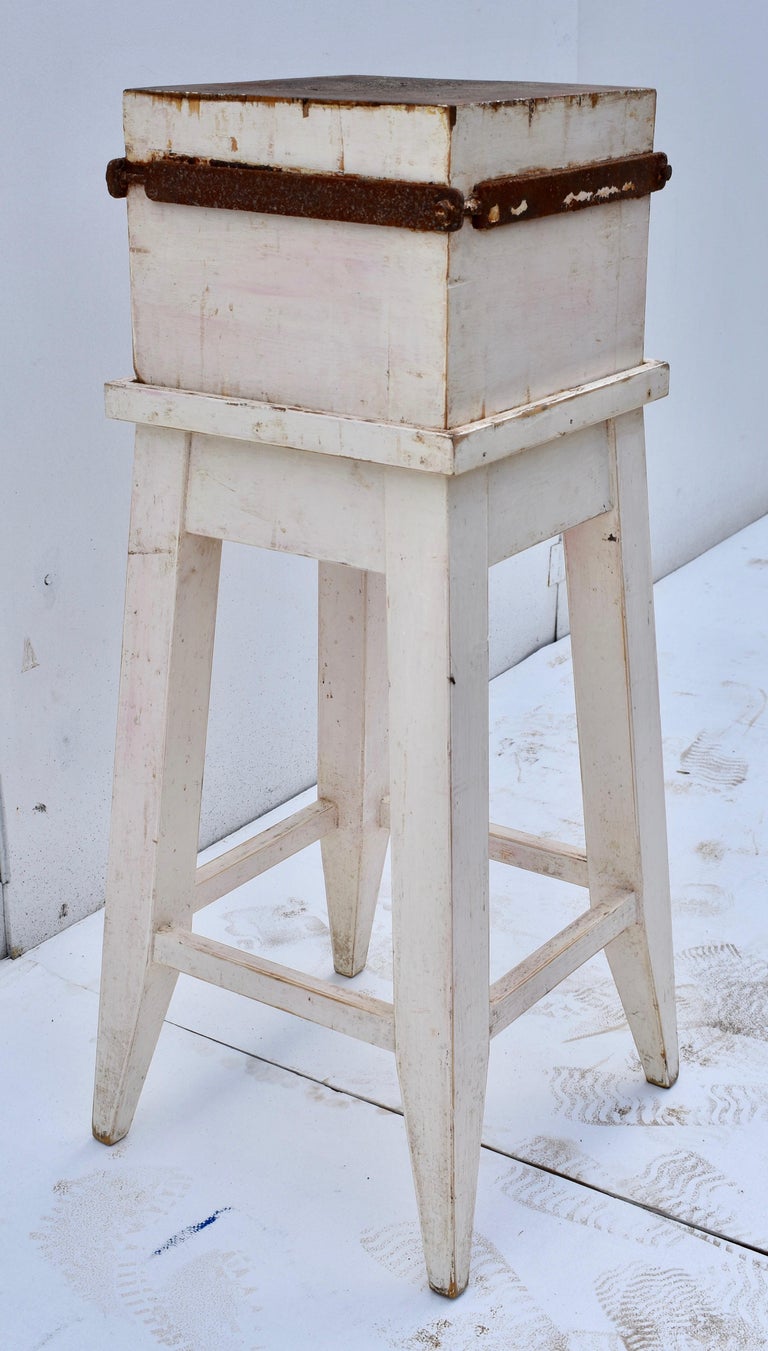 Painted Oak Chopping Block on Stand For Sale at 1stDibs