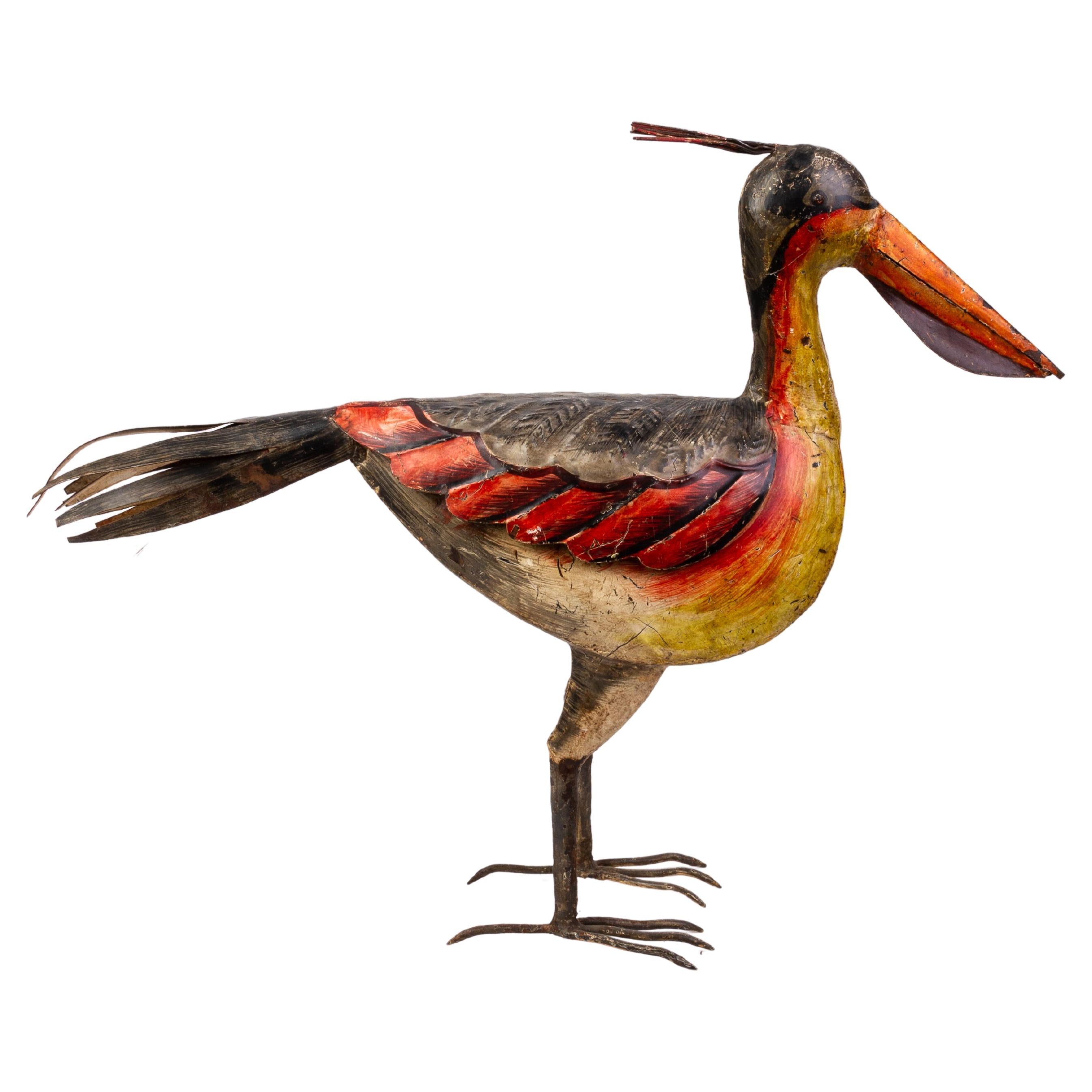 Painted Bird Interior Design Toleware Sculpture For Sale at 1stDibs