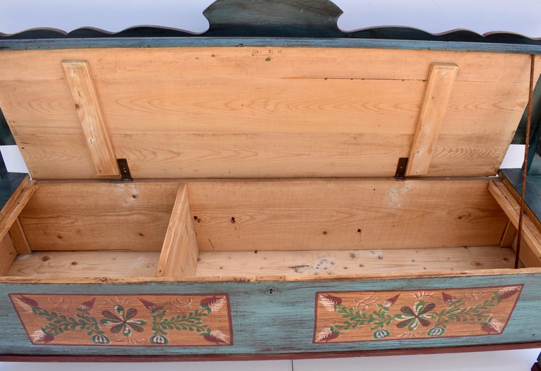 Painted Pine Box Bench or Settle at 1stDibs