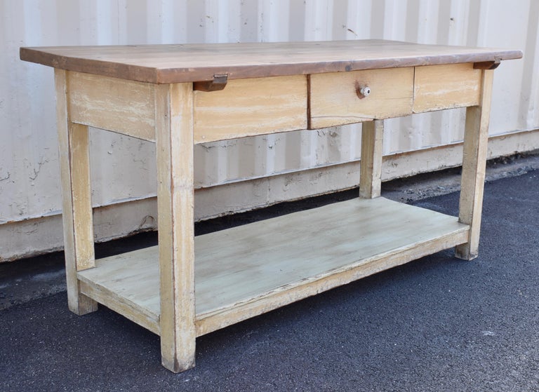 Painted Pine Potboard Work Table For Sale at 1stDibs