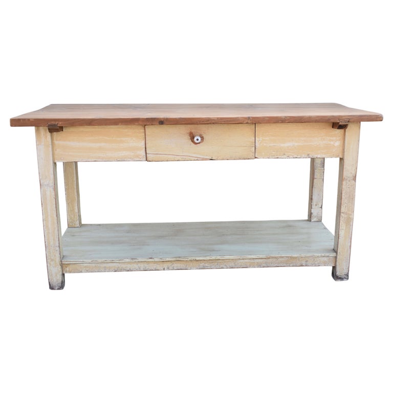 Painted Pine Potboard Work Table For Sale at 1stDibs