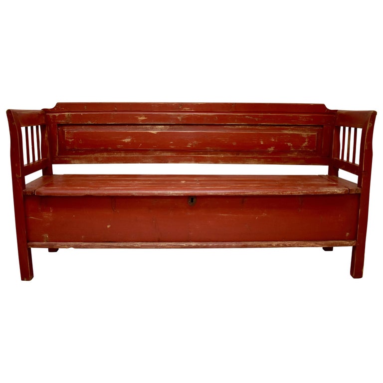 Painted Pine Storage Bench at 1stDibs