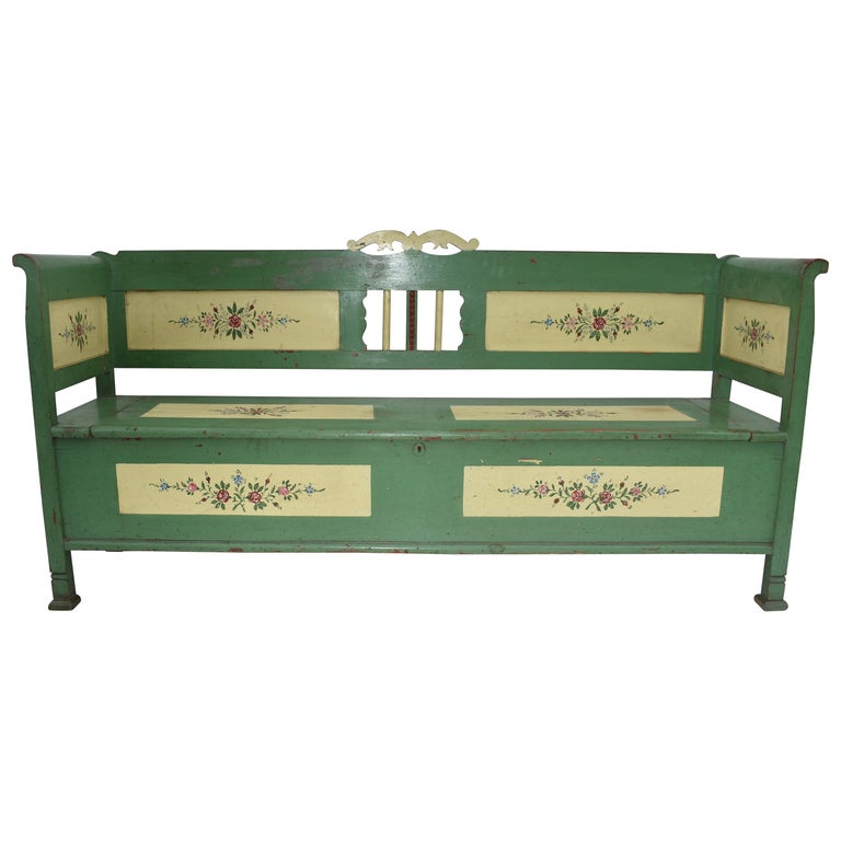 Painted Pine Storage Bench or Settle at 1stDibs