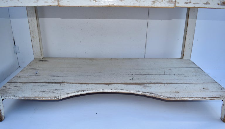 Painted Pine Tailor's Table with Potboard Shelf at 1stDibs