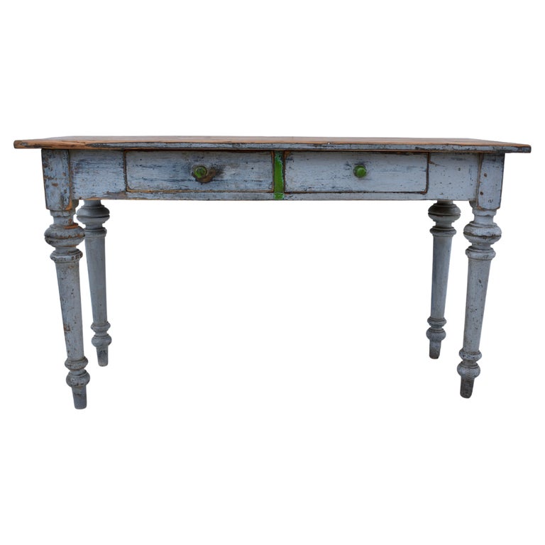 Painted Pine Turned Leg Side Table at 1stDibs
