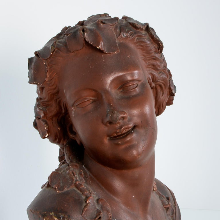 Painted Plaster Bust Architectural Decoration For Sale at 1stDibs