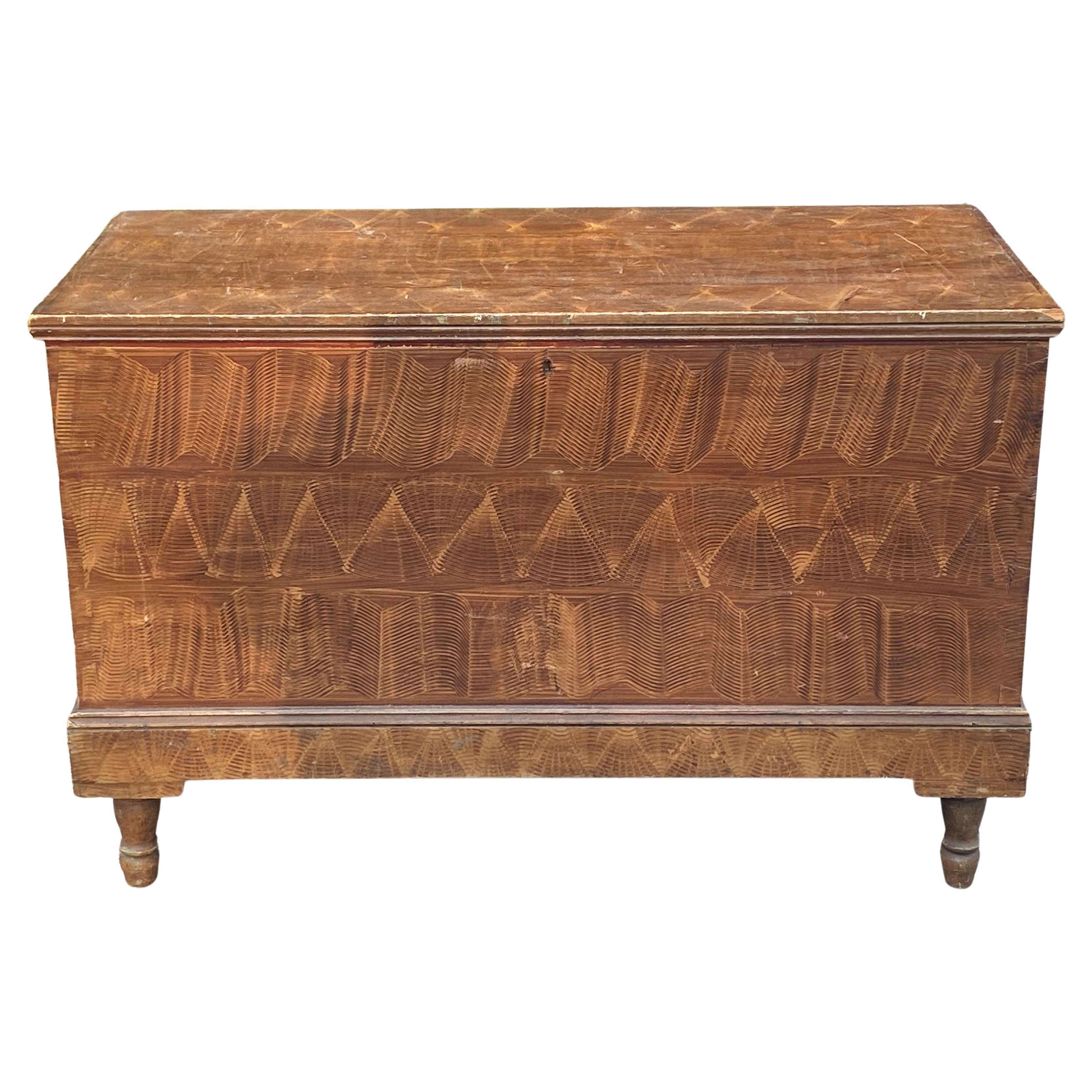 Antique Pennsylvania Dovetailed Red Painted Rustic Primitive Blanket ...