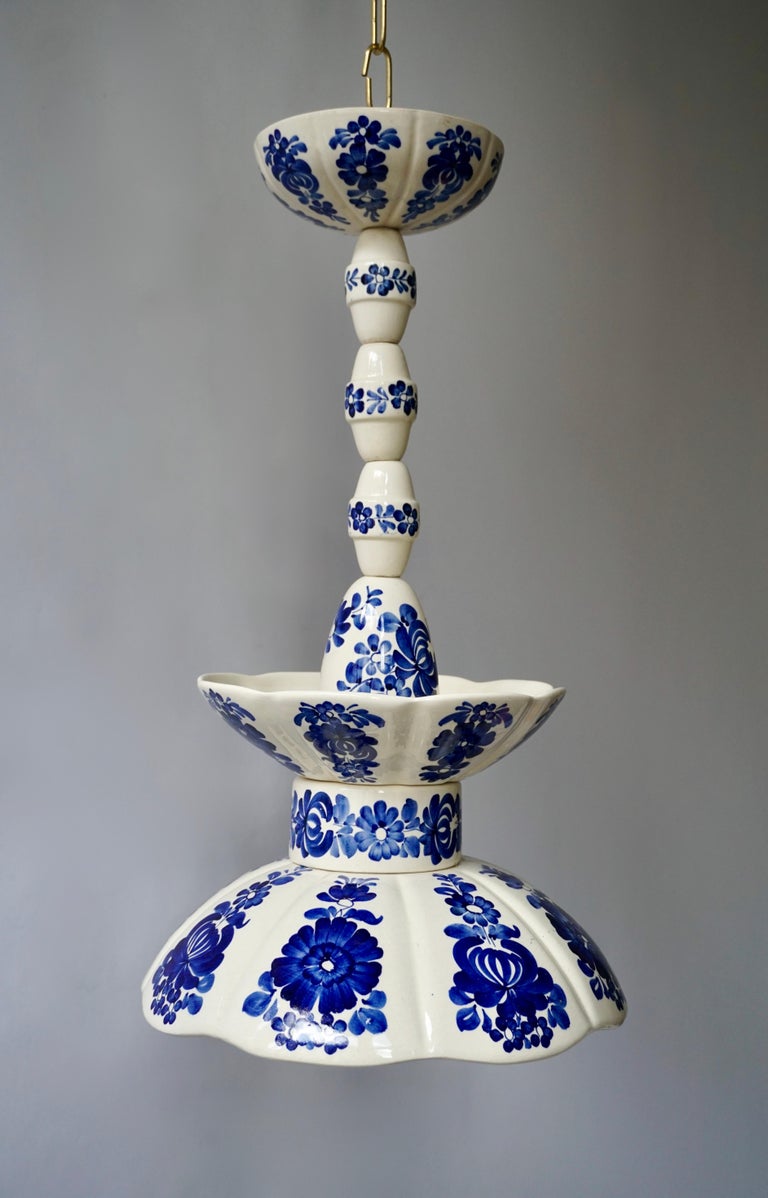 Painted Porcelain Pendant Light at 1stDibs