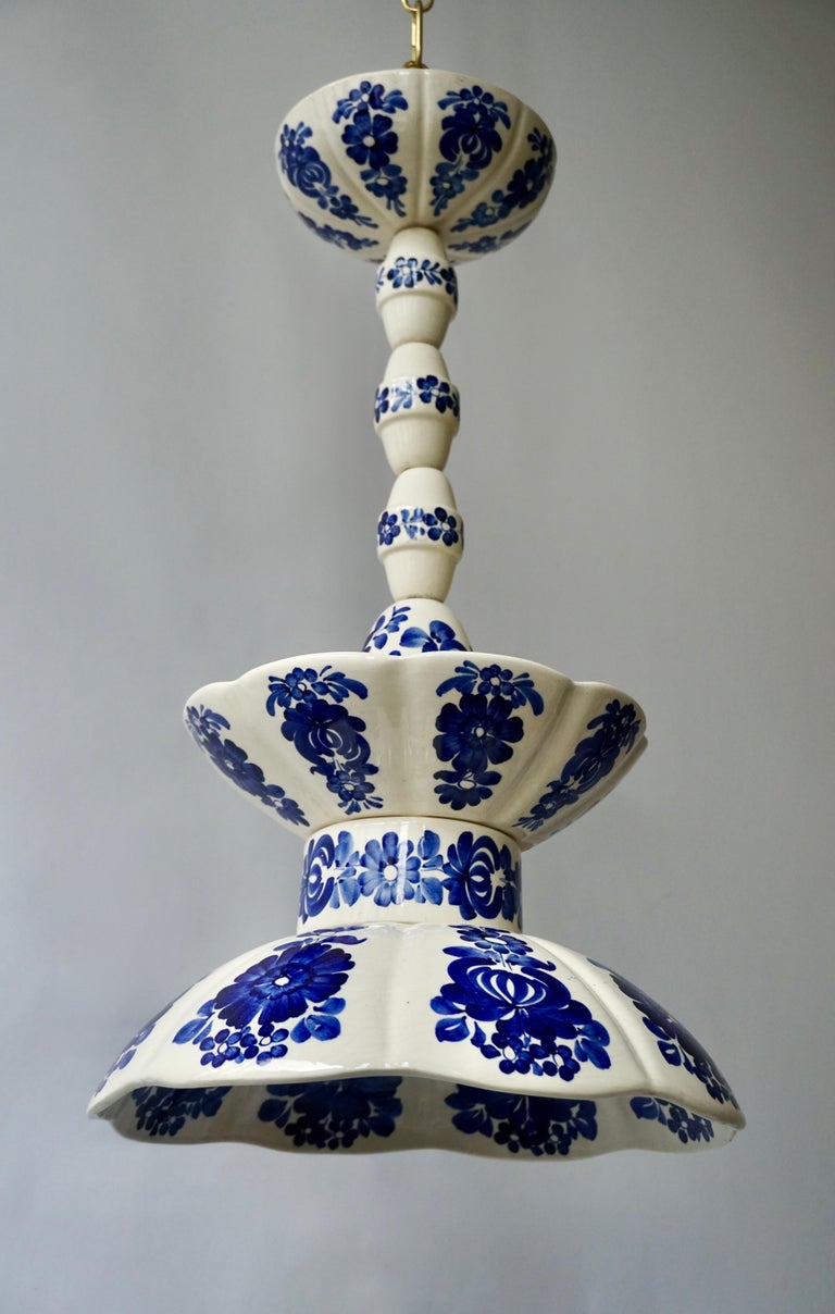 Painted Porcelain Pendant Light at 1stDibs