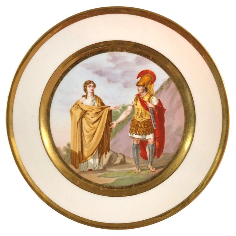 Painted Porcelain Plate, Empire Period For Sale at 1stDibs