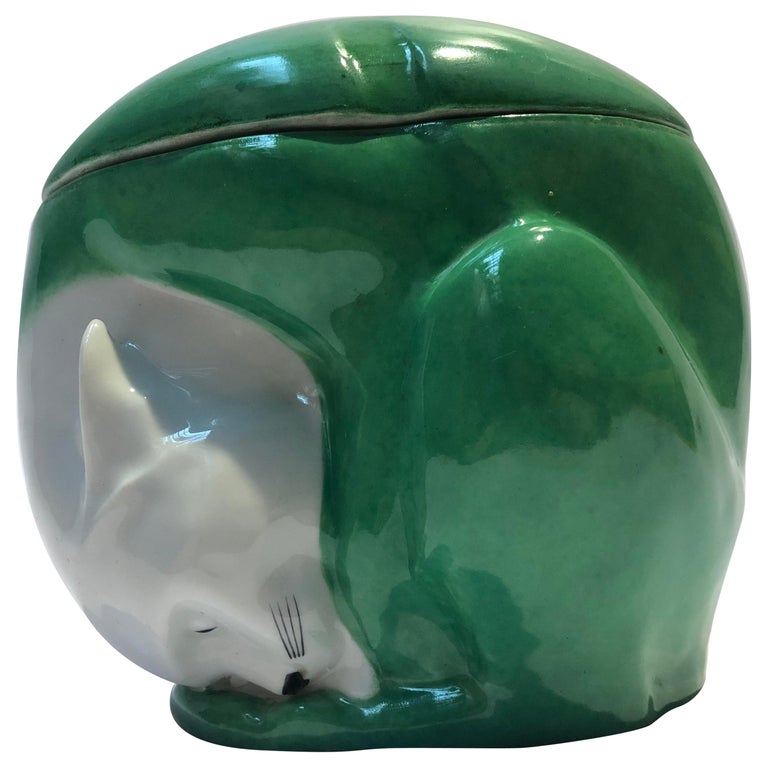 Painted Porcelain Tobacco Box Signed Edouard Marcel Sandoz for Theodore ...