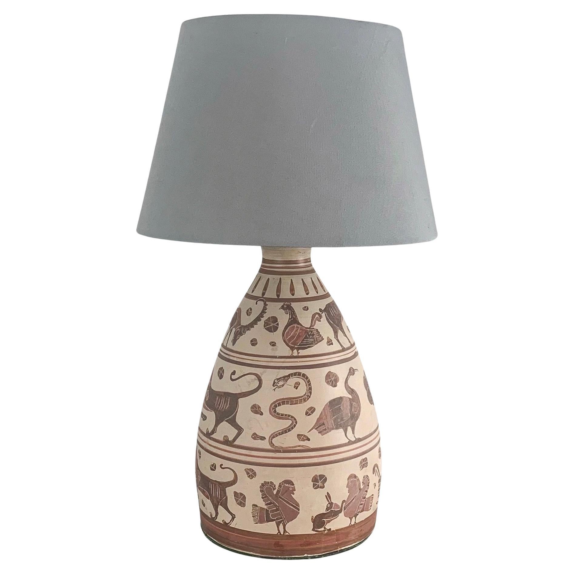 Painted Pottery Table Lamp in the Etruscan Style - mid c20th For Sale ...