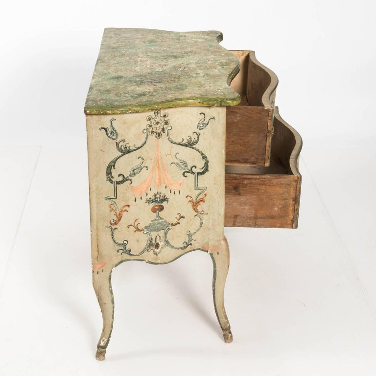 Painted Rococo Style Chest of Drawers at 1stDibs