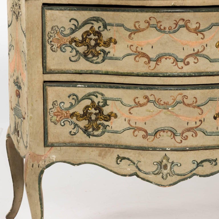 Painted Rococo Style Chest of Drawers at 1stDibs