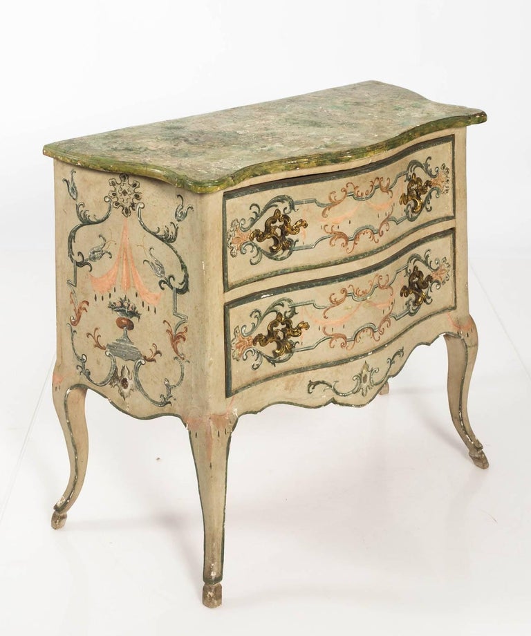 Painted Rococo Style Chest of Drawers at 1stDibs