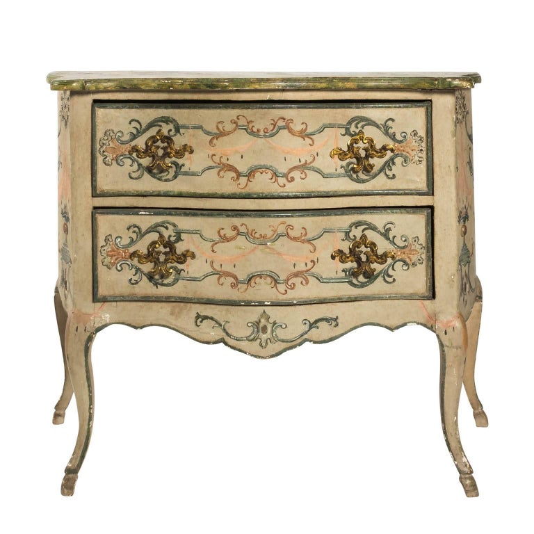 Painted Rococo Style Chest of Drawers at 1stDibs