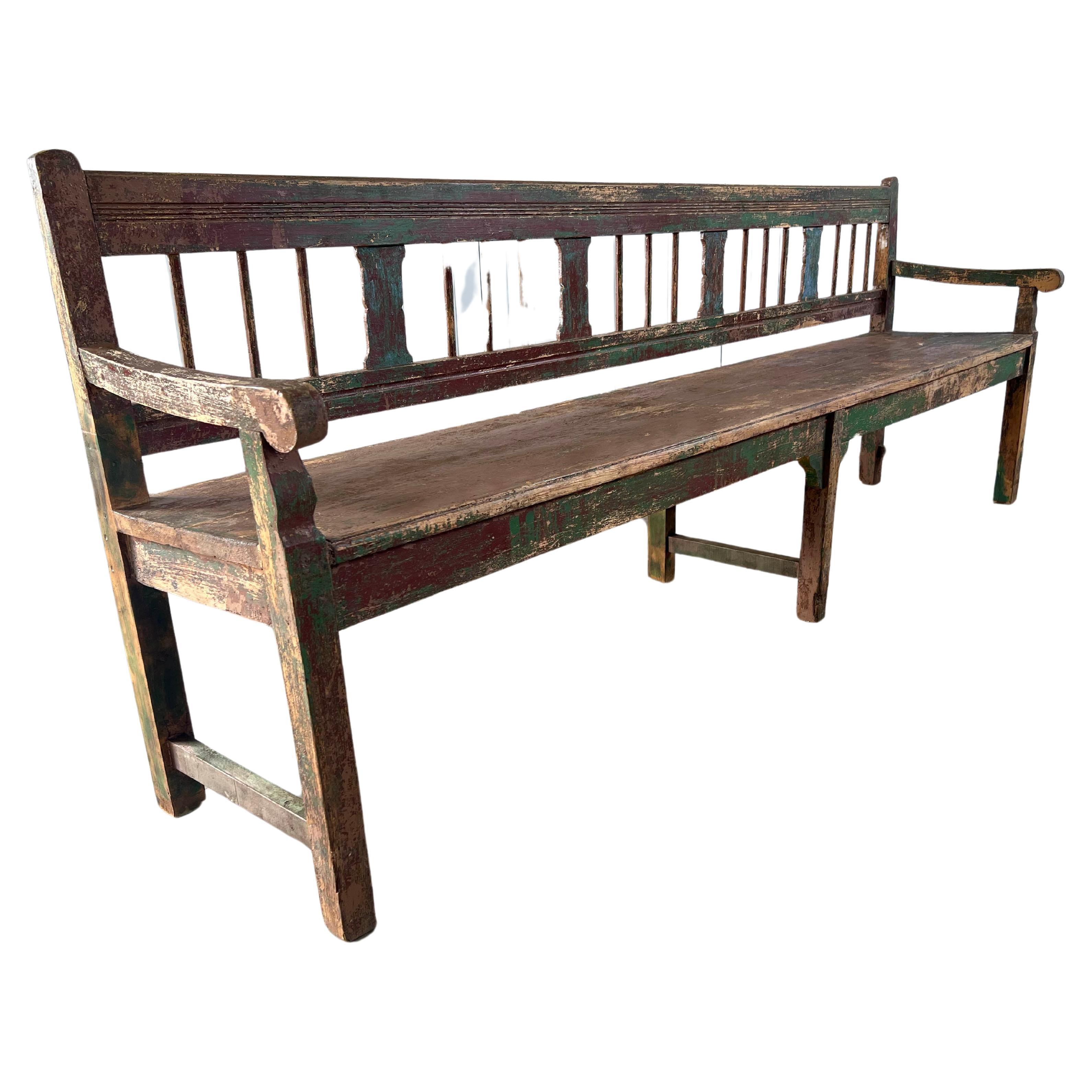 Antique Pine Bench With Hidden Storage, Romania Circa 1850 at 1stDibs