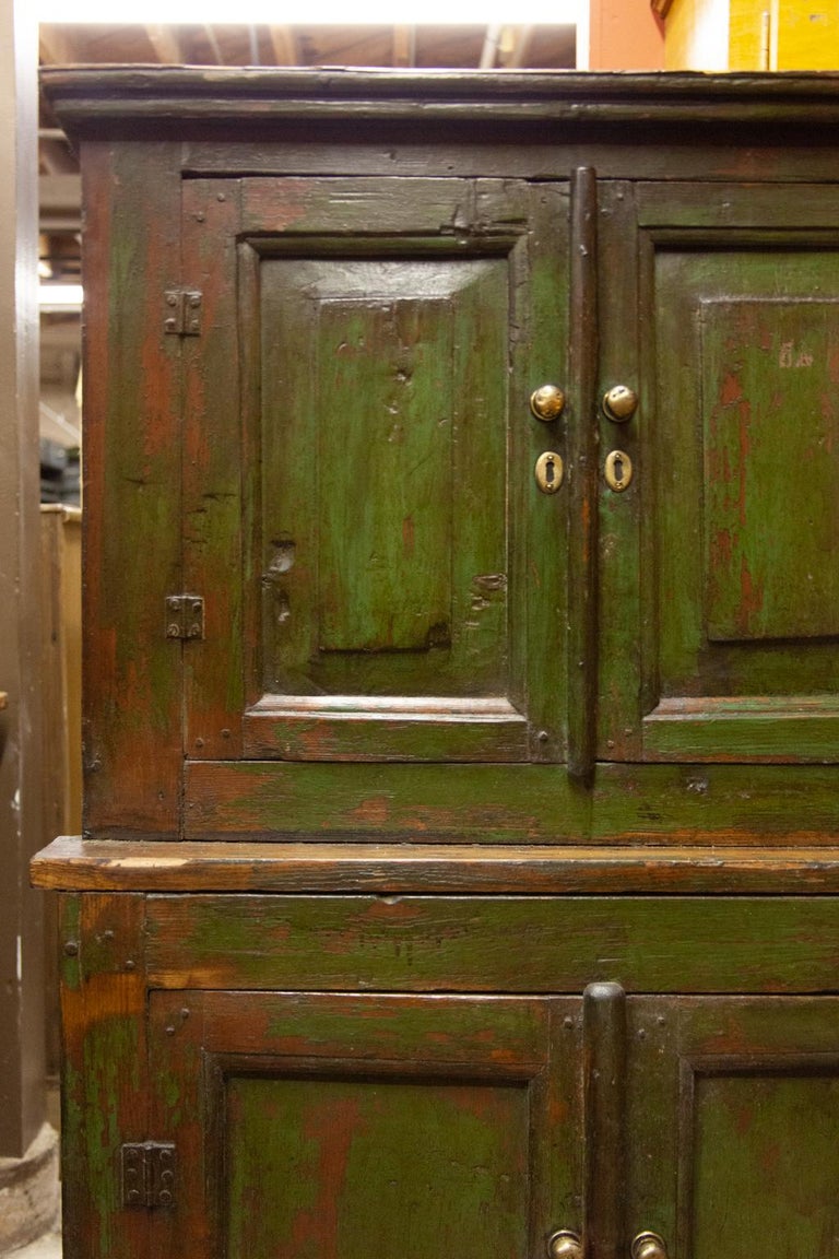 Painted Russian Painted Step Back Cupboard at 1stDibs
