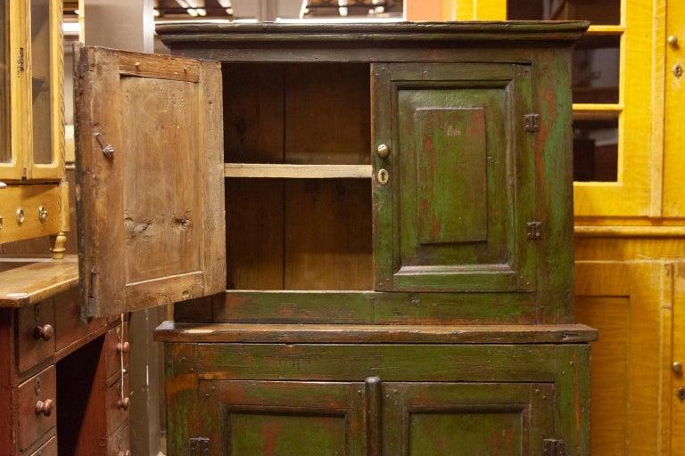 Painted Russian Painted Step Back Cupboard at 1stDibs