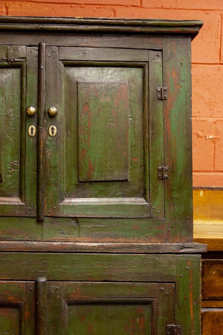Painted Russian Painted Step Back Cupboard at 1stDibs