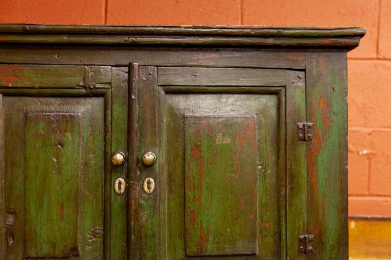 Painted Russian Painted Step Back Cupboard at 1stDibs