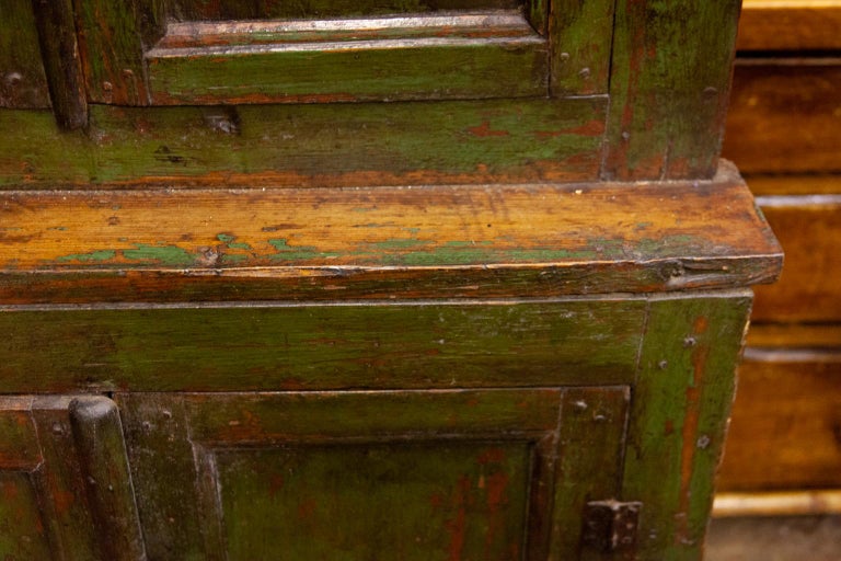 Painted Russian Painted Step Back Cupboard at 1stDibs