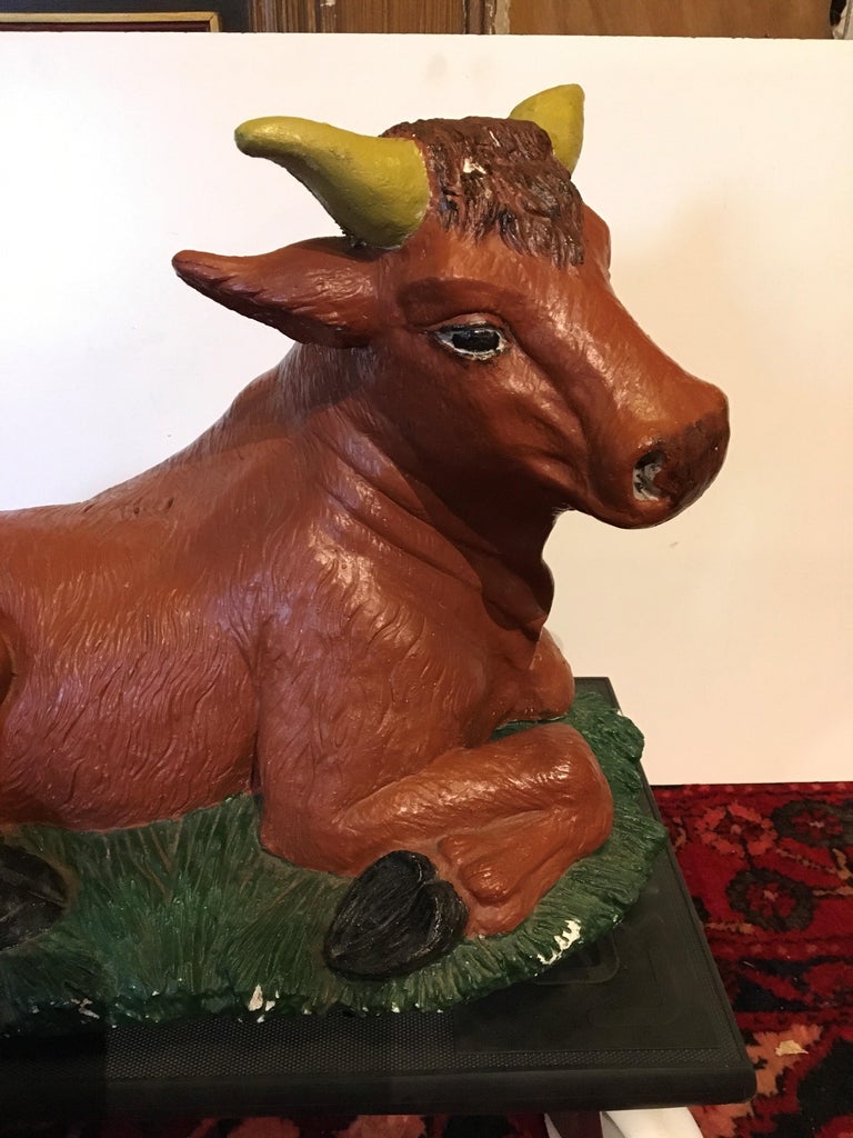 Painted Stone Ox Statue For Sale at 1stDibs | ox sculpture
