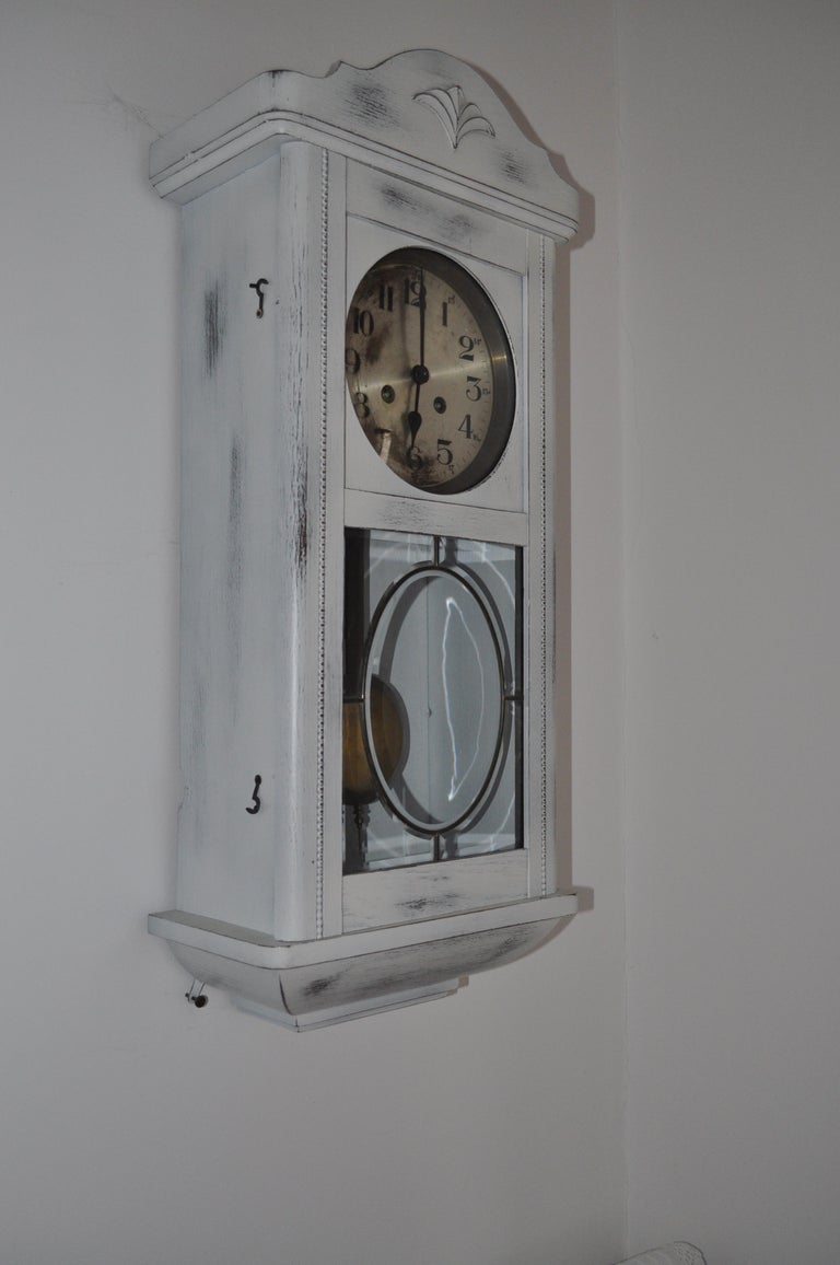 Painted White Clock, circa 1940 For Sale at 1stDibs