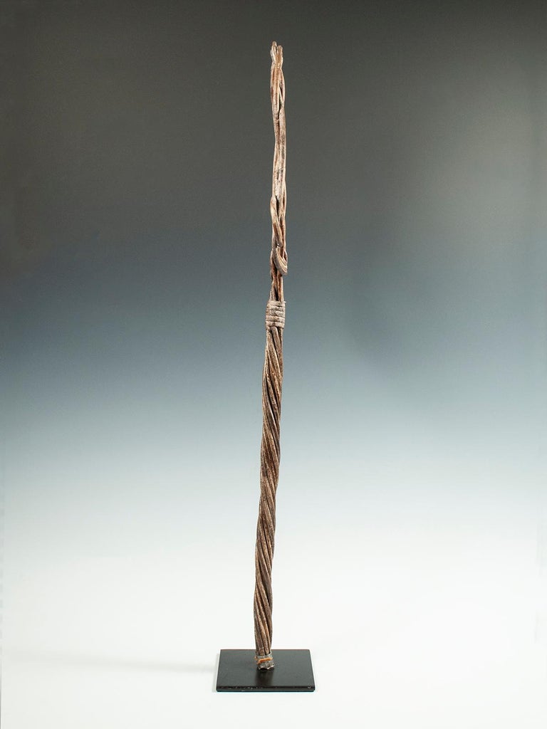 Painted White Woven Cane Fabric Beater from the Lega People of D. R ...