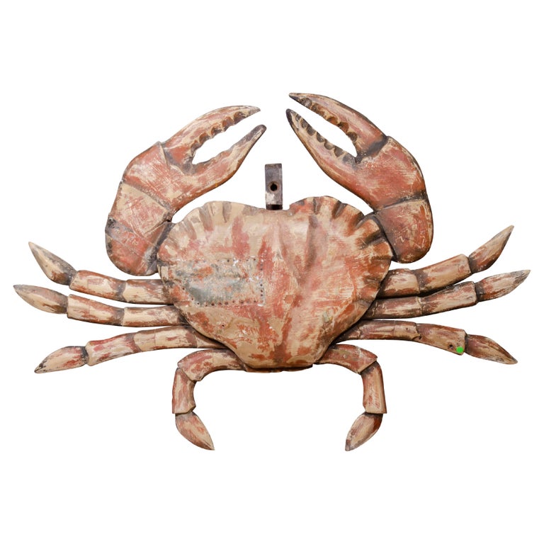 Painted Wood Crab Shop Sign at 1stDibs