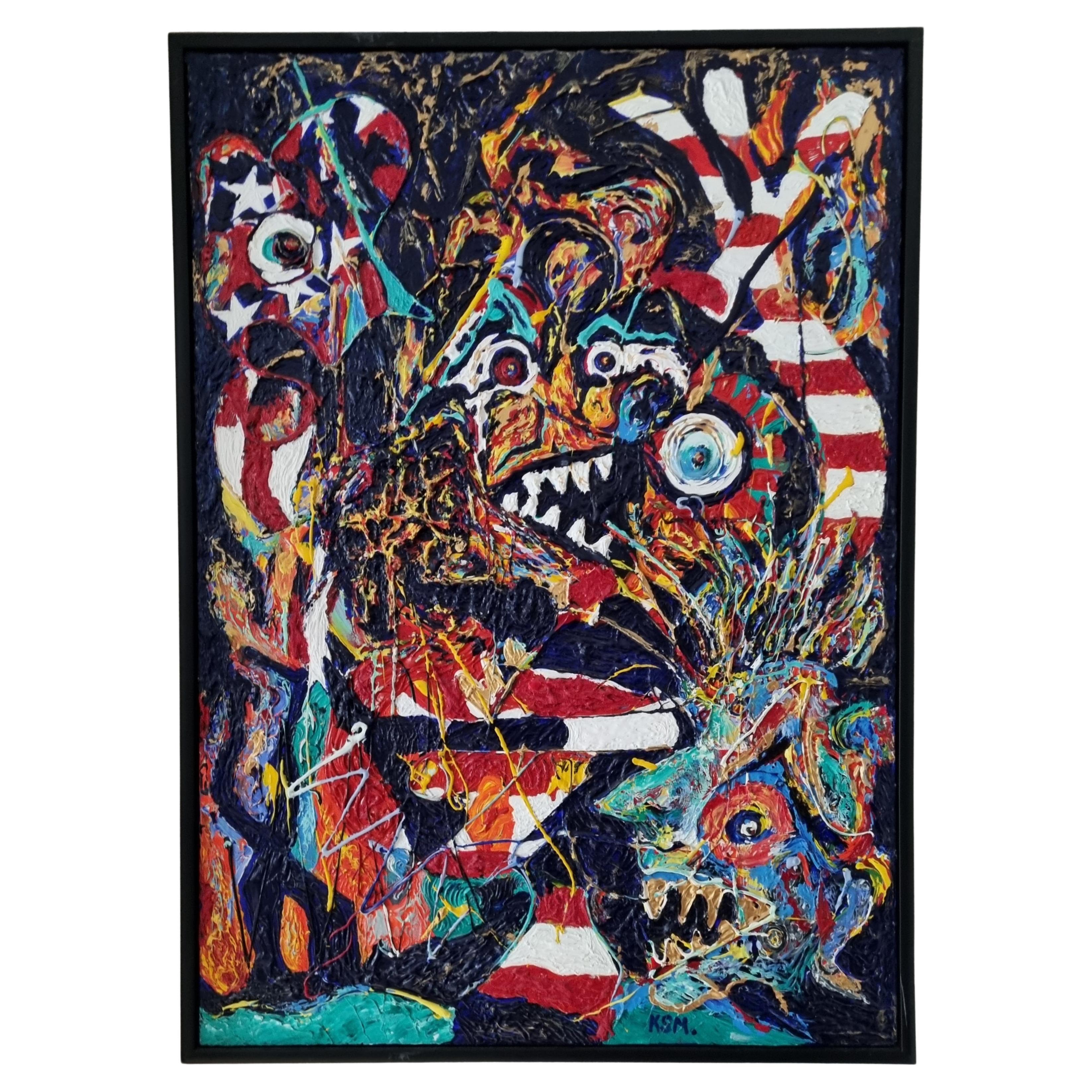 Neo-expressionist Painting by Kevin Samuel Murphy "Shadows in the Flag ...