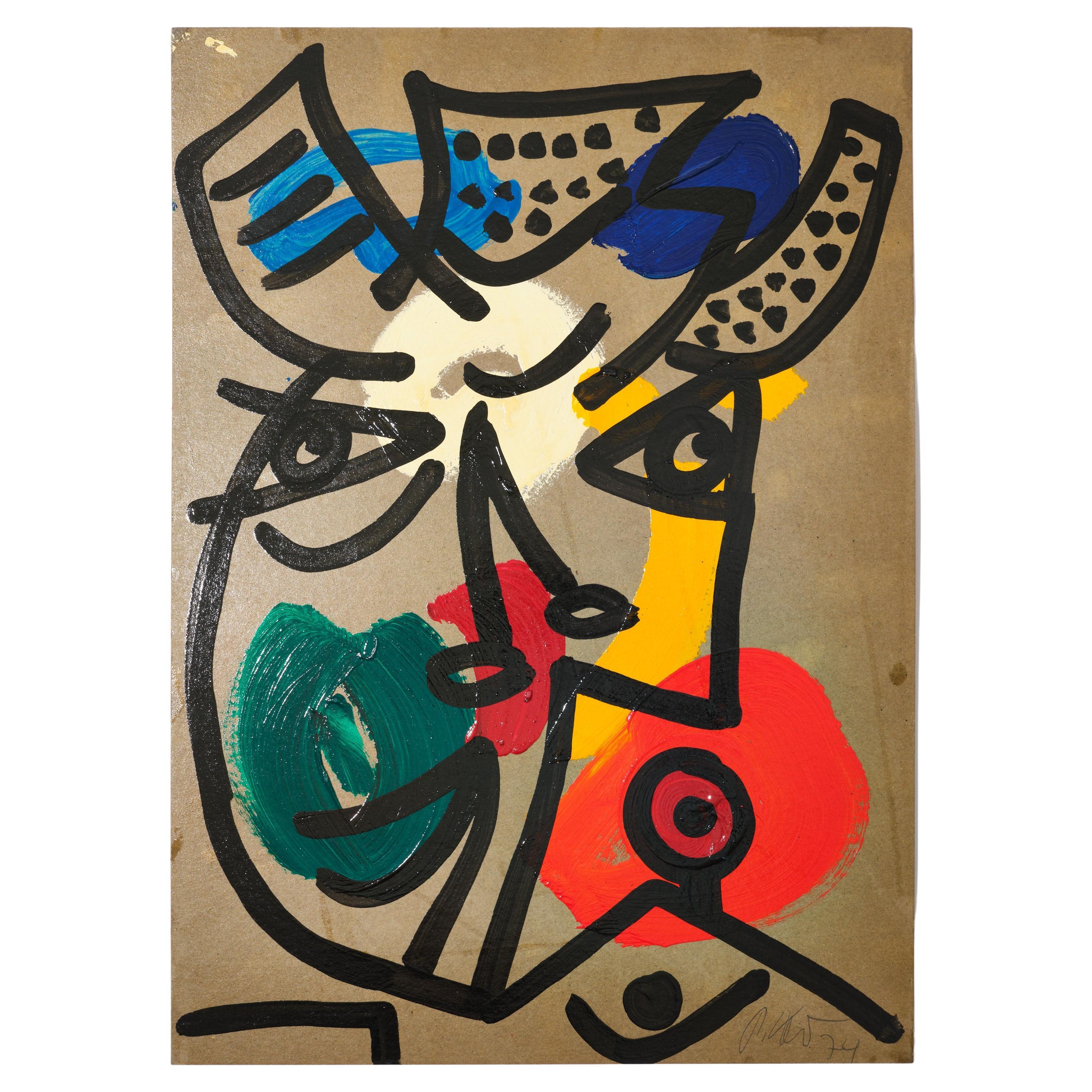 Painting by Peter Keil, C 1967, Signed, Acrylic on Board, No Frame, Germany For Sale at 1stDibs